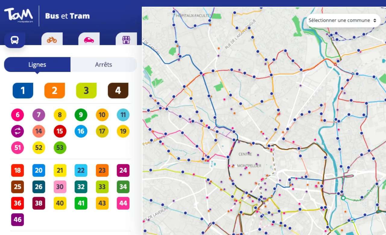 Montpellier : une nouvelle carte interactive du réseau de transports de ...