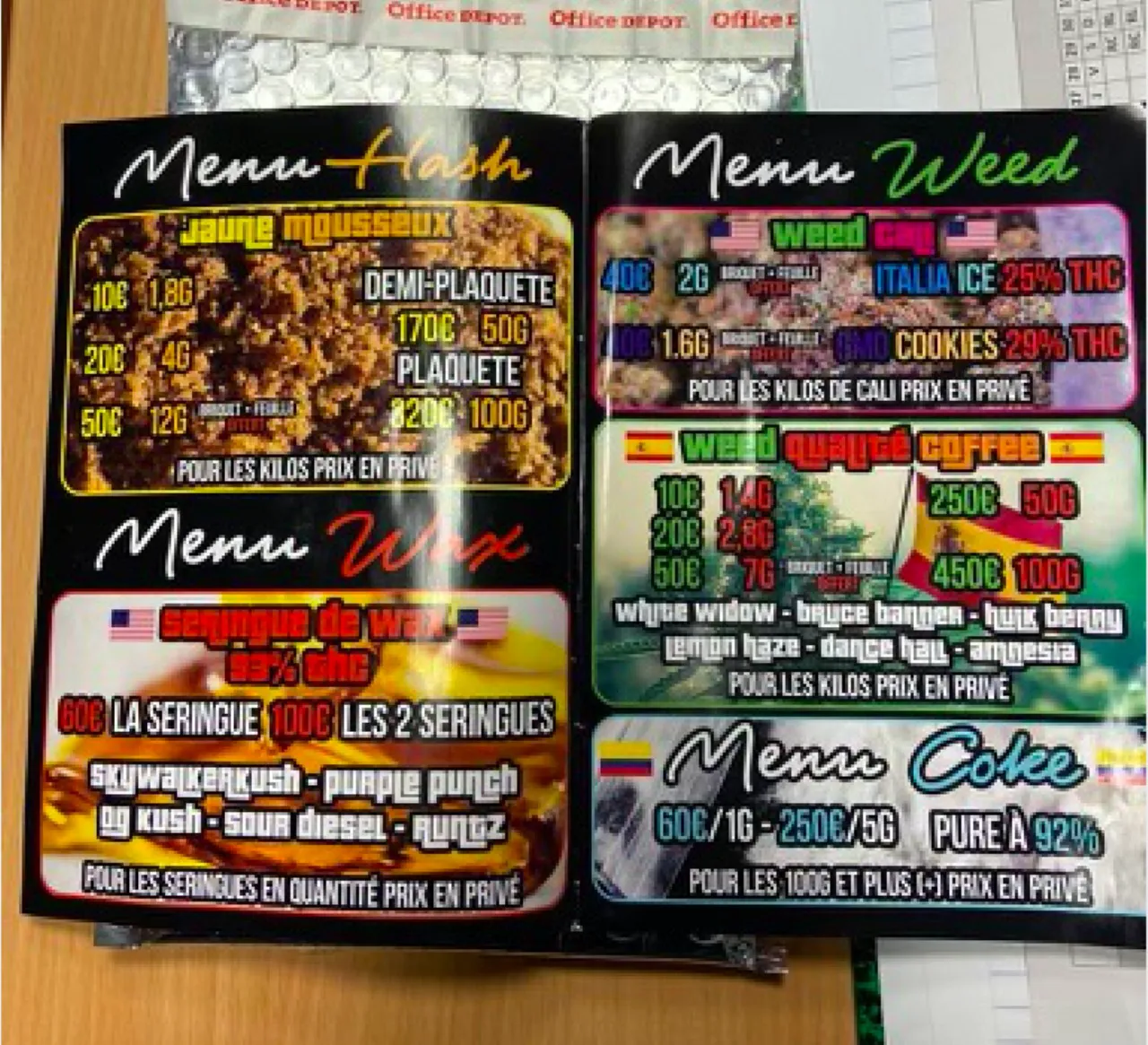 "Menu coke, menu weed,...." quand les dealers font leur pub sur des ...